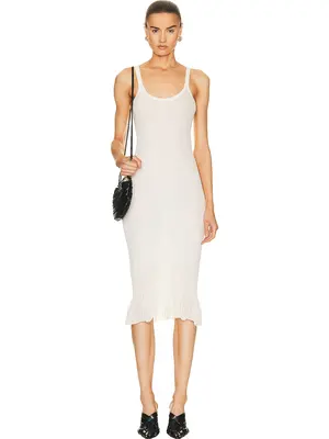 Bottega Veneta Sleeveless Ruffle Dress - Chalk