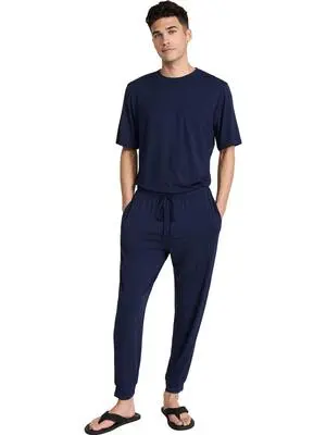 Eberjey Henry Modal Short Sleeve & Pant Pj Set - True Navy