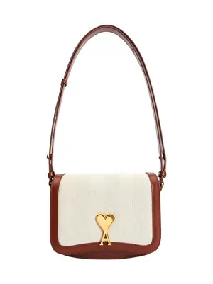 Ami Logo-Plaque Shoulder Bag Brown