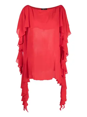 Blumarine Draped Semi-sheer Blouse - Red