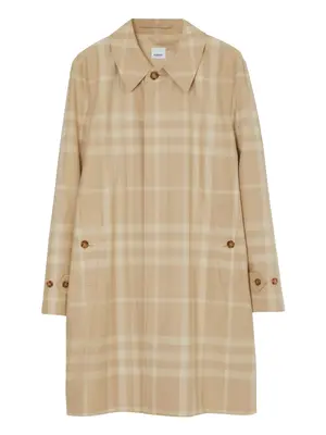 Burberry Checked Cotton Long Coat - Neutrals