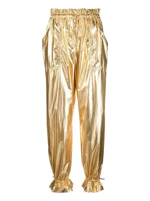 FORTE_FORTE Metallic Tapered Trousers - Gold