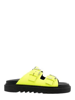 Gcds Buckle-strap Leather Slides - Yellow