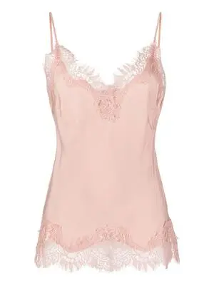 Gold Hawk Lace-trim Slip Top - Pink
