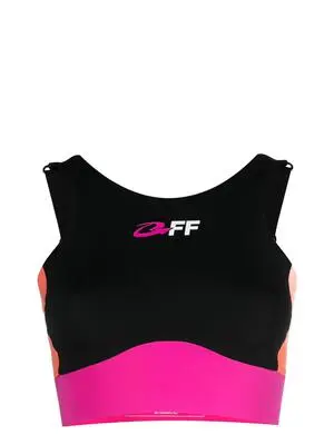 Off-White Cropped Active Top - Black