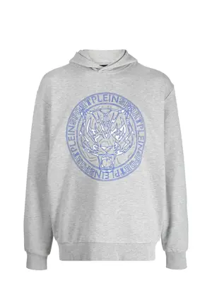 PLEIN SPORT Tiger-print Hoodie - Grey
