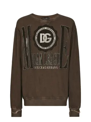 Dolce & Gabbana Logo-print Cotton Sweatshirt - Brown