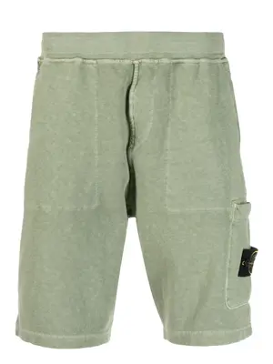 Stone Island Compass-motif Cotton Shorts - Green