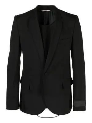 Valentino Garavani Logo-patch Single-breasted Blazer - Black