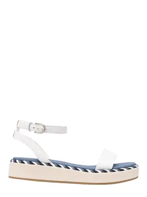 Tommy Hilfiger Embroidered Logo Platform Sandals - White