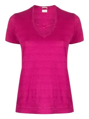 Massimo Alba Flores Short-sleeve Linen T-shirt - Pink