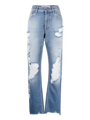 Jacob Cohen Straight Leg Distressed Jeans - Blue