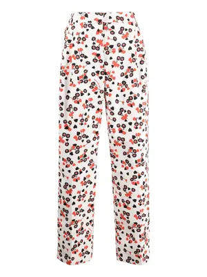 Moschino Floral-print High-waist Trousers - White
