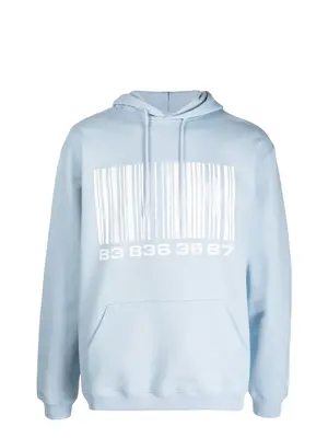 VTMNTS Big Barcode Cotton-blend Hoodie - Blue
