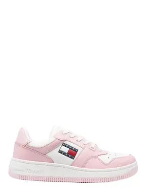 Tommy Hilfiger Embossed-logo Leather Sneakers - Pink