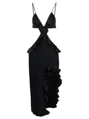 David Koma Asymmetric Ruffle-trim Dress - Black