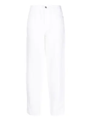 Emporio Armani Straight-leg Linen Trousers - White