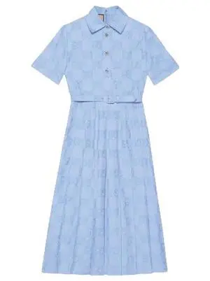 Gucci Gg Cotton Poplin Midi Dress - Blue