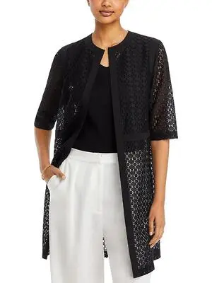 Misook Lace Long Jacket - Black