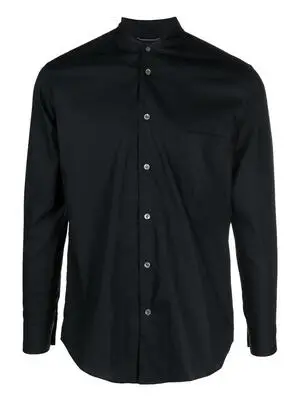 TINTORIA MATTEI 954 Band-collar Cotton Shirt - Black