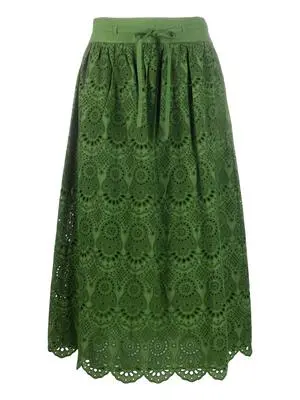 Ulla Johnson Clarabella Eyelet-detail Skirt - Green