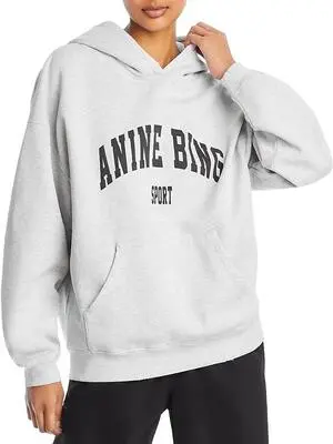 ANINE BING Harvey Logo Hoodie - Grey Melange