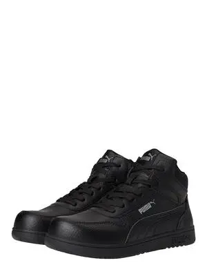 PUMA SAFETY Mid Top Leather Lace-up Work Shoes - Black