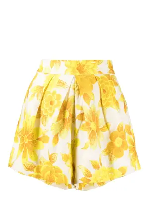 ALEMAIS Sonny Floral-print Linen Shorts - Yellow