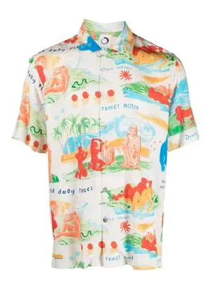 ENDLESS JOY Far Away Places Printed Short-sleeve Shirt - White