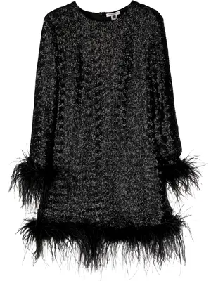 GILDA & PEARL Seraphina Sequined Feather-trim Dress - Black