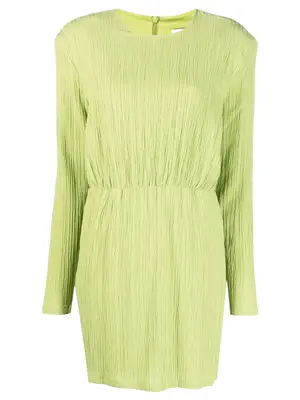 GESTUZ Crease-effect Drop-shoulder Mini Dress - Green