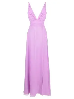 BLANCA VITA V-neck Pleated Gown - Purple