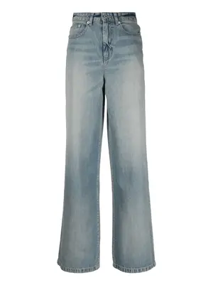 Kenzo Logo-patch Wide-leg Jeans - Blue