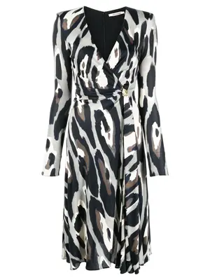 ROBERTO CAVALLI Roberto Cavalli Animal-Print Wrap Midi Dress