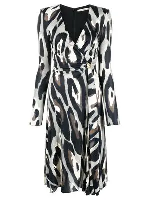 Roberto Cavalli Animal-print Wrap Midi Dress - Neutrals