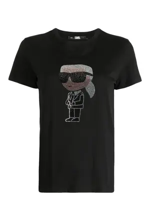 Karl Lagerfeld Ikon Rhinestone-embellished T-shirt - Black