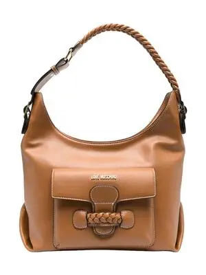 Moschino Logo Plaque Shoulder Bag - Brown