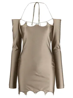 Attico Lyna Off-shoulder Mini Dress - Green