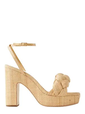 LOEFFLER RANDALL Fae Braided Raffia Platform Sandals - Neutrals