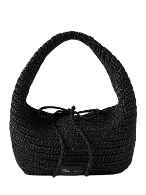 Khaite Olivia Medium Raffia Shoulder Bag Black