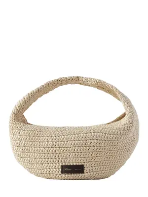 Khaite Olivia Medium Raffia Shoulder Bag Neutral