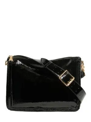 AIMEE Famous Leather Crossbody Bag - Black Crinkle Patent