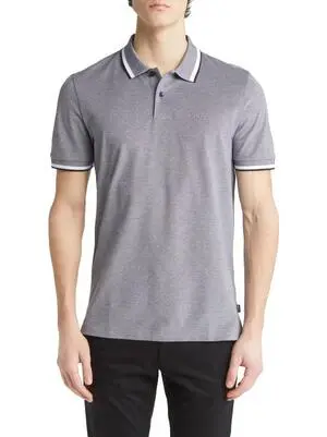 BOSS Parlay Tipped Cotton Polo - Blue