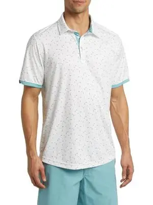 SWANNIES Fraser Tee Print Performance Golf Polo - White-marine