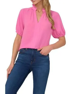 CECE DUPRAZ CeCe Ruffle Split Neck Blouse Freeisa Pink