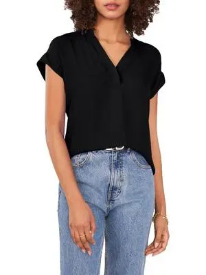 Vince Camuto Vince Camuto Split Neck Georgette Top Rich Black