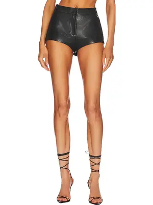 LAMARQUE Annaise Leather Shorts - Black