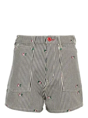 Kenzo Striped Denim Shorts - Blue