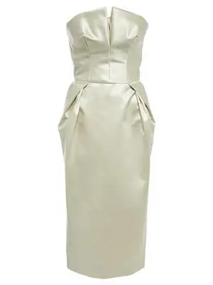 MAISON MARGIELA Satin Midi Bustier Dress - Green
