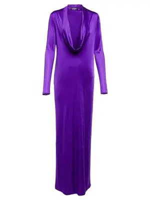 Versace Cowl-neck Draped Gown - Purple